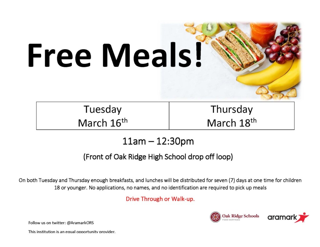 Oak Ridge - Spring Break Meals Flyer 2021 - Oak Ridge Preschool