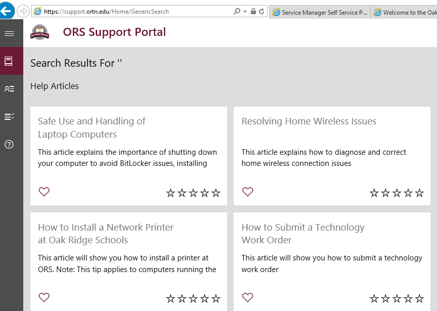 New ORS Support Portal - Oak Ridge Schools